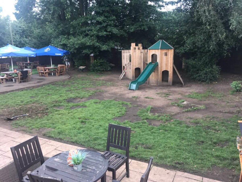 Snow Goose Pub Farnborough Artificial Grass Installation - New Lawn